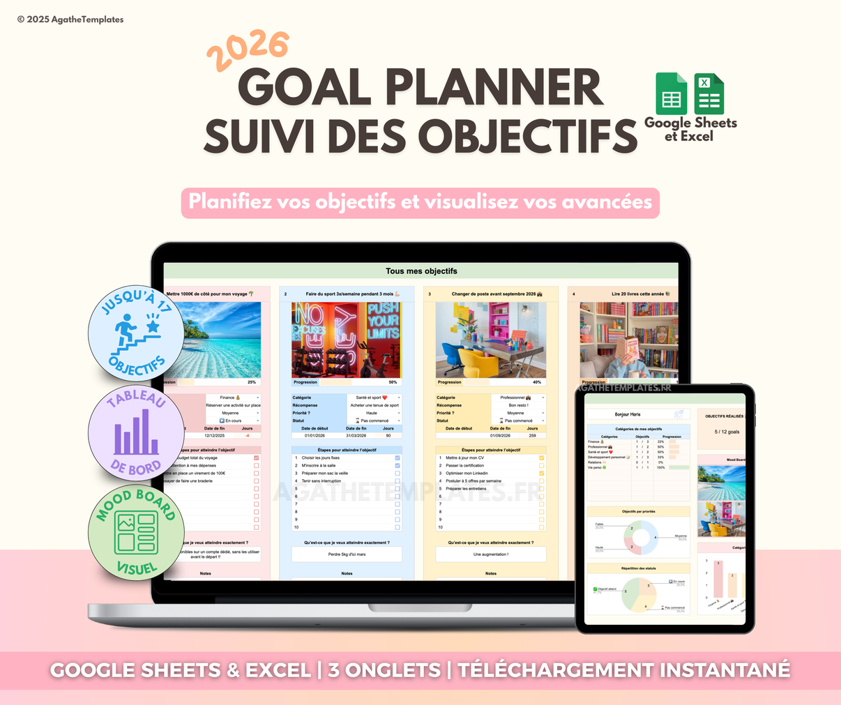 Goal Planner - Suivi des objectifs – Agathe Templates